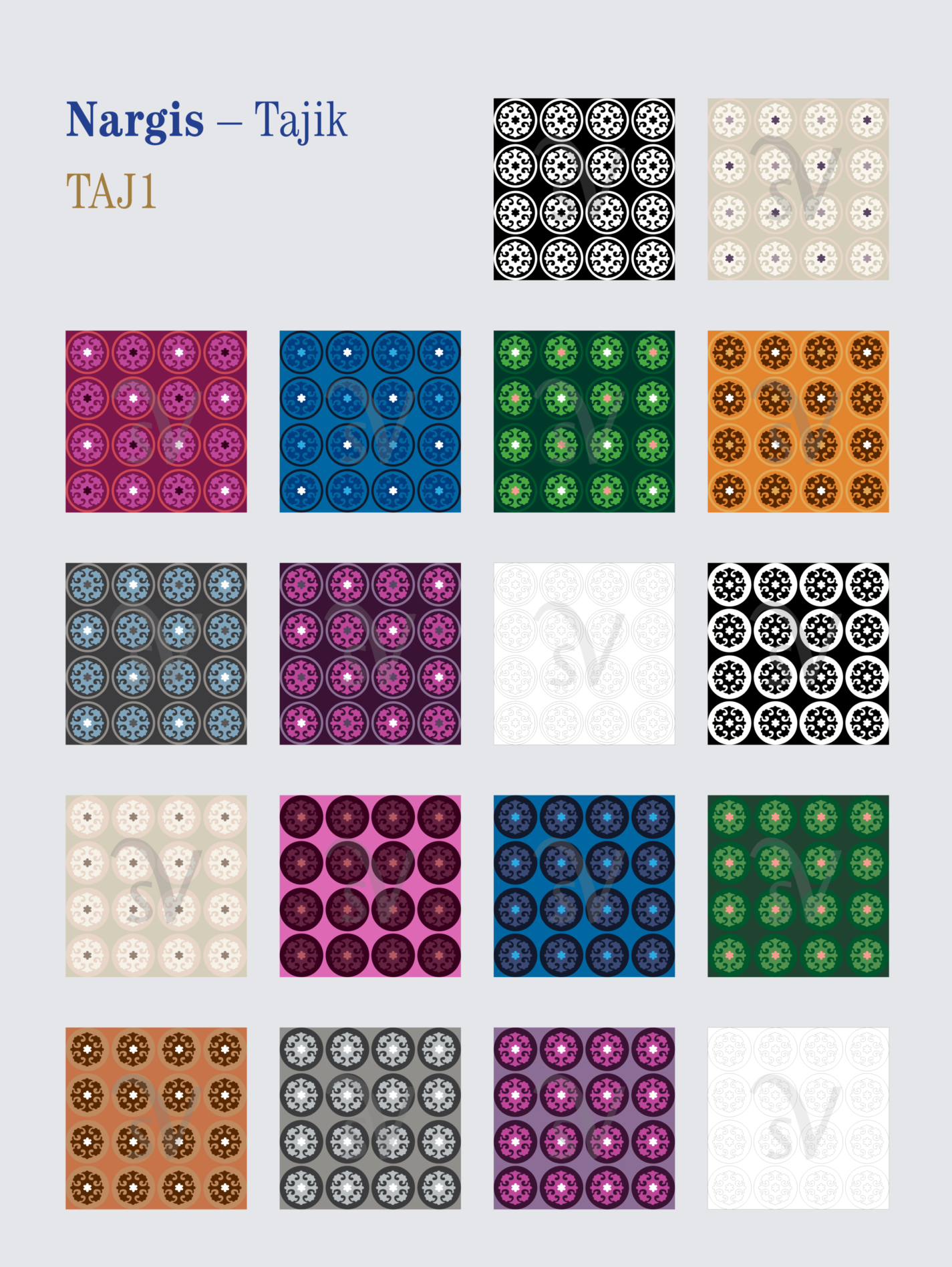 Nargis – Tajiks of Afghanistan patterns – Sima Vaziry Jewellery – London UK