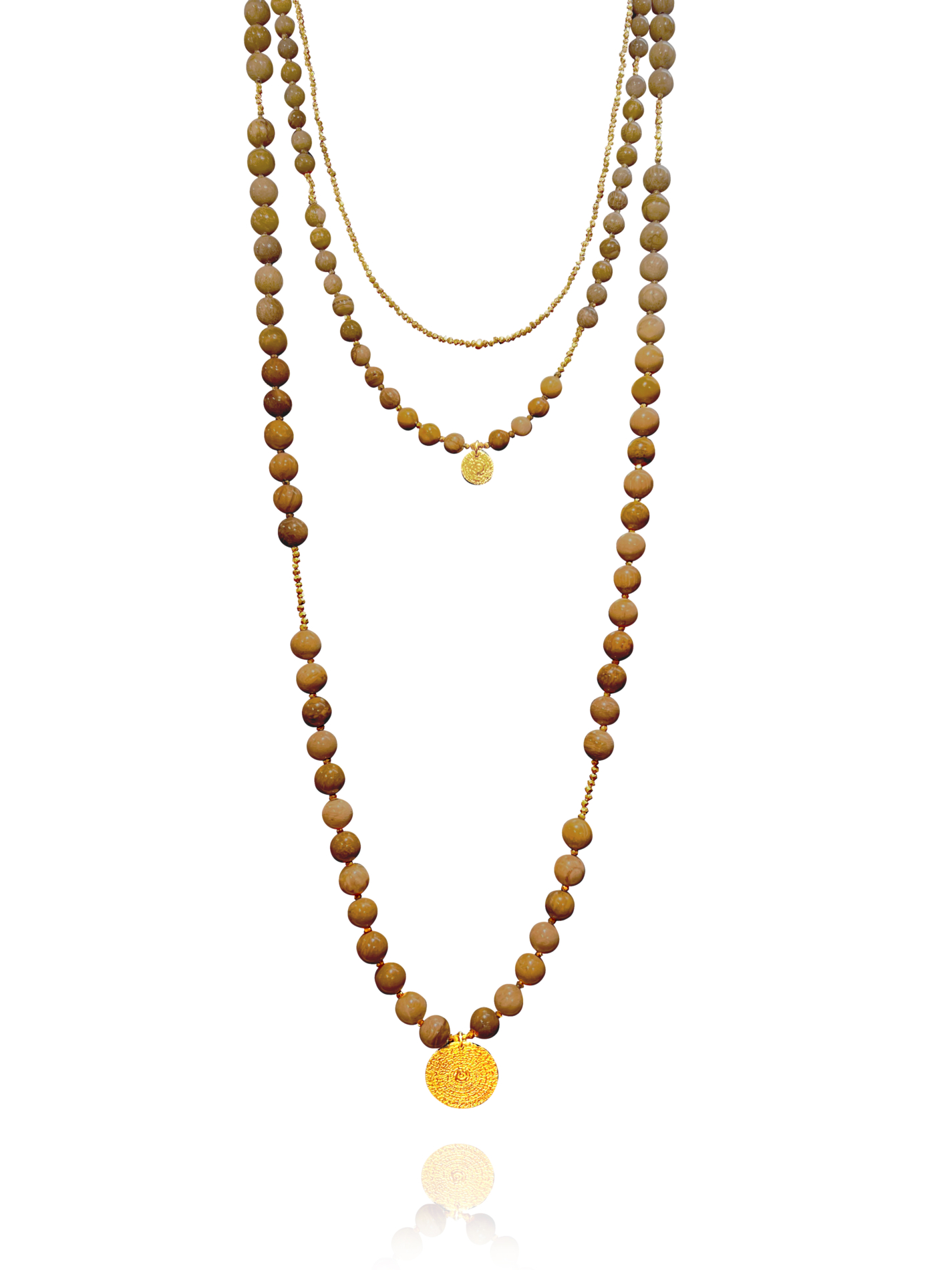 Unique Dome Natural Wood Long Necklace